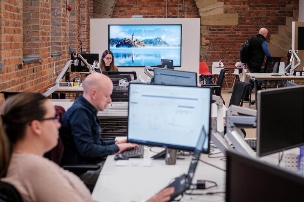 Mobile whiteboard wall with built in TV screen - Logovisual Ltd