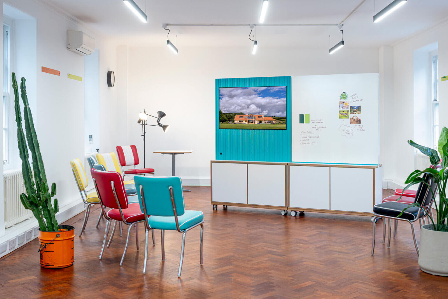 Mobile whiteboard storage units with built in cupboards, shelves and ...